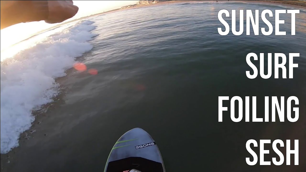 Perfect prone surf foiling sesh at sunset in France - YouTube