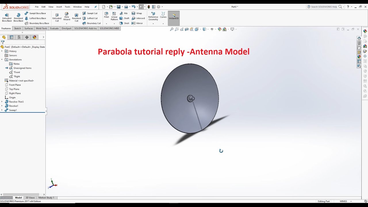 how to model the antenna in solid works in tamil - YouTube