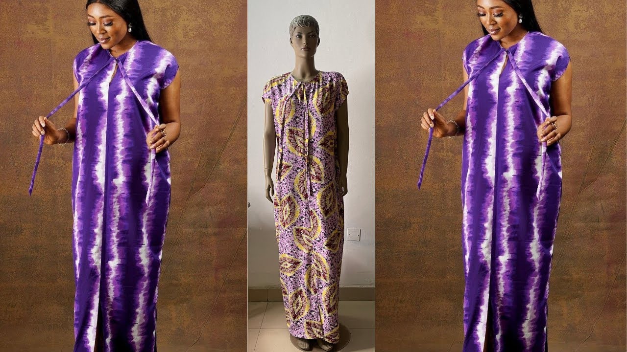 HOW TO MAKE A SIMPLE BOUBOU DRESS WITH KIMONO CAP SLEEVES AND ROPES AT ...