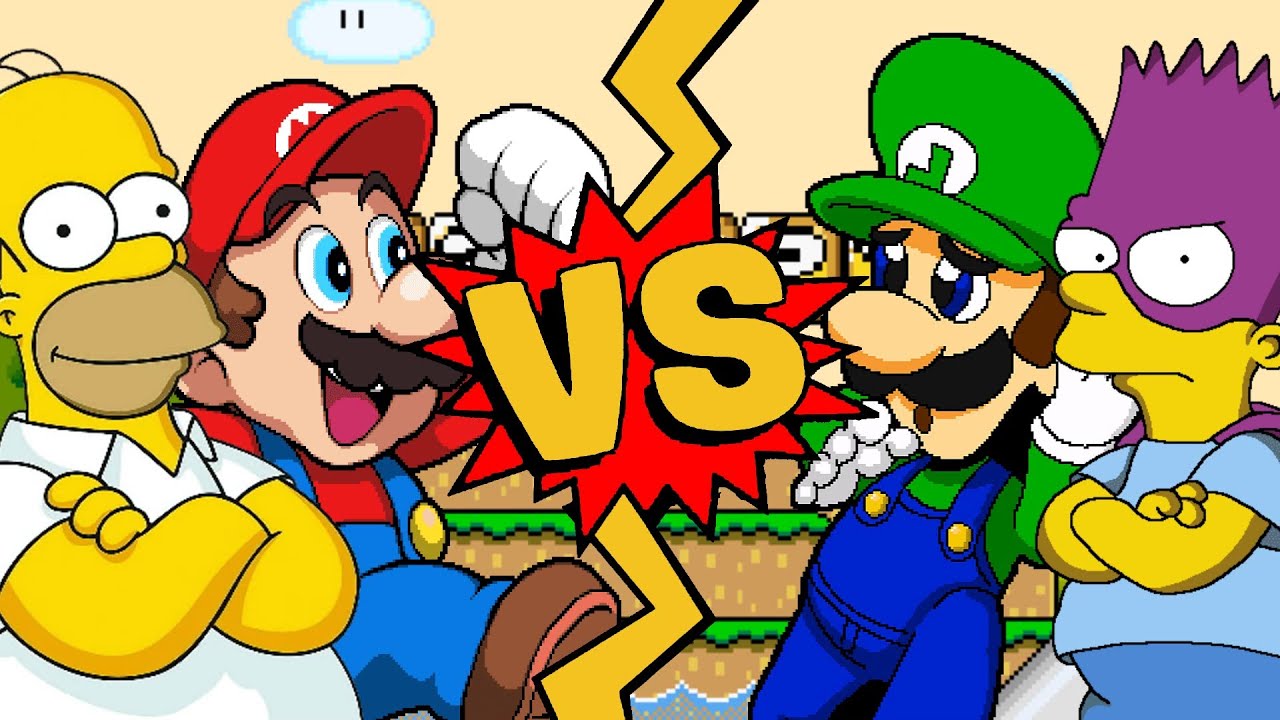 M.U.G.E.N. Battles | Mario/Homer Simpson vs Luigi/Bartman - YouTube