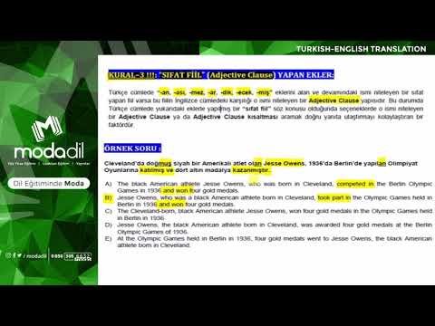 TRANSLATION (Turkish-English) - Örnek Konu Anlatımı - YDS - YÖKDİL - YKSDİL (YDT)
