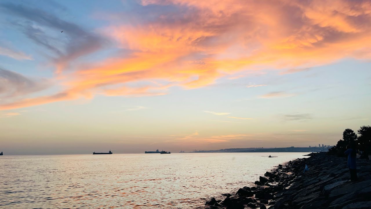 Relaxing ocean waves in Evening - YouTube