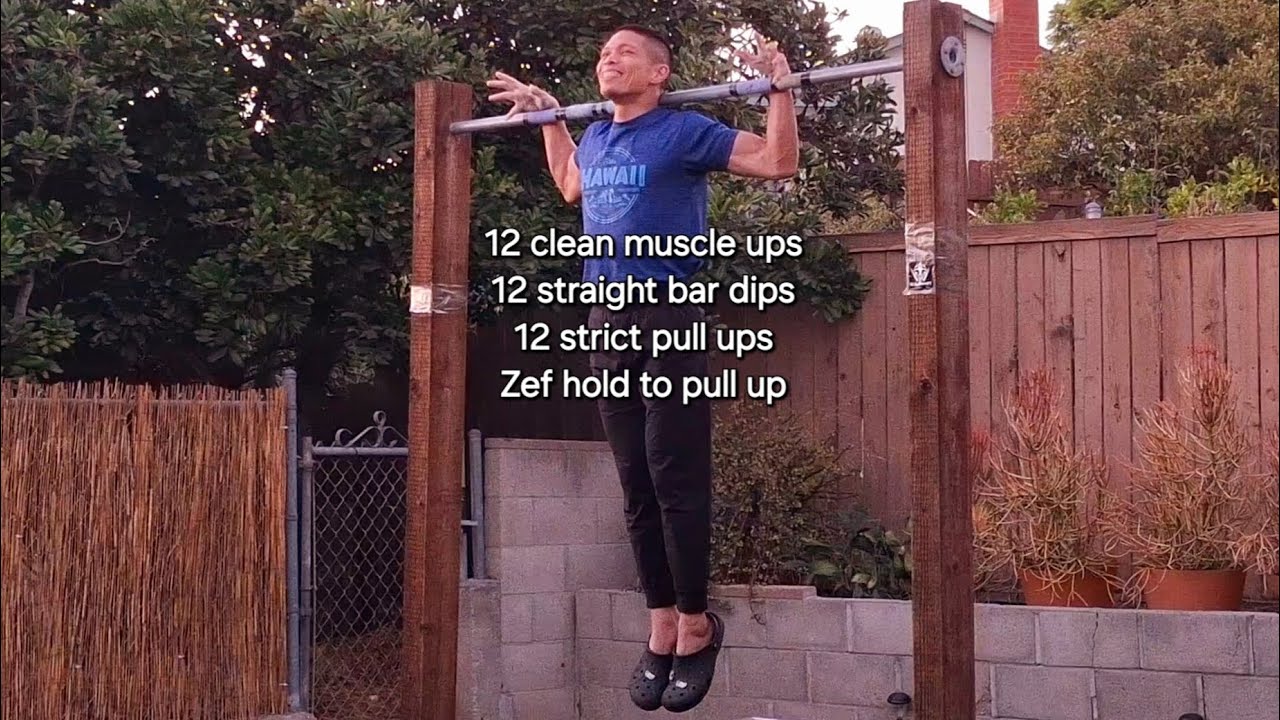 12 clean muscle ups to 12 straight bar dips to 12 strict pull ups to ...