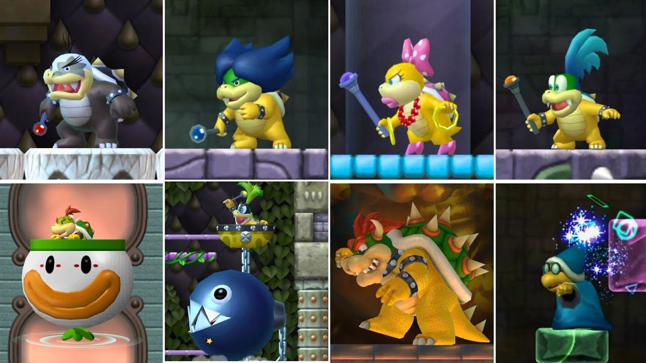 New Super Mario Bros.Wii - All Bosses (All Worlds) - YouTube