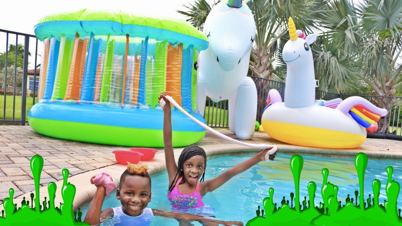 Making Slime In A Swimming Pool - YouTube
