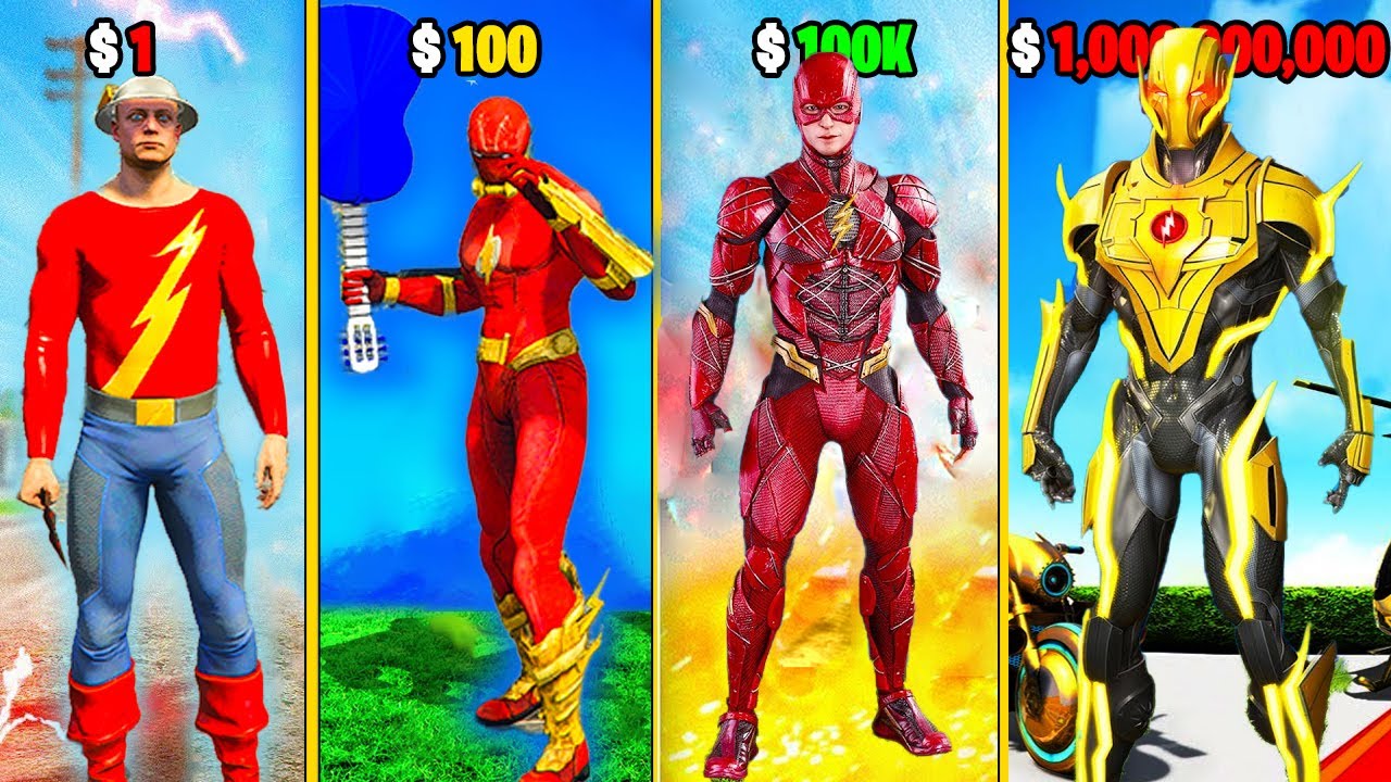 $1 RED FLASH SUIT to $1,000,000,000 RED FLASH SUIT in GTA 5! - YouTube