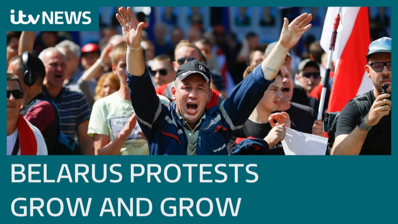 Belarus President jeered by angry workers as protests grow | ITV News ...