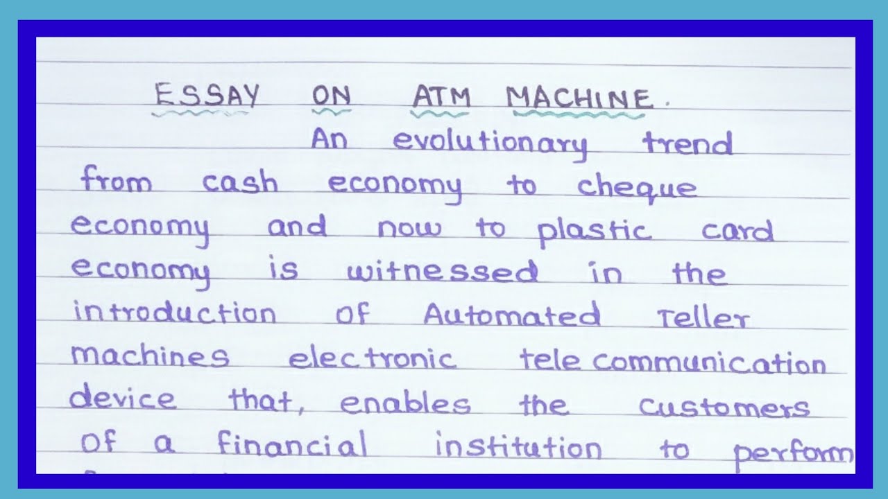 Essay on ATM machine in english ll @jsj jesy education - YouTube