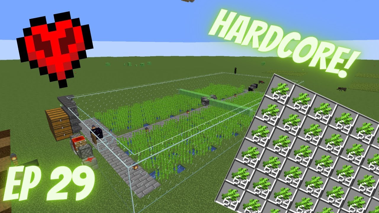 Making an *OP* sugarcane farm in HARDCORE SUPERFLAT minecraft - YouTube