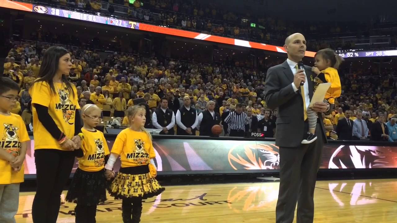 Mizzou assistant coach Brad Loos addresses the Rally for Rhyan crowd ...