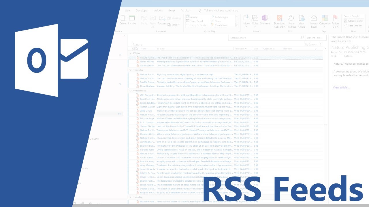 Outlook - How and why you should use RSS feeds - YouTube