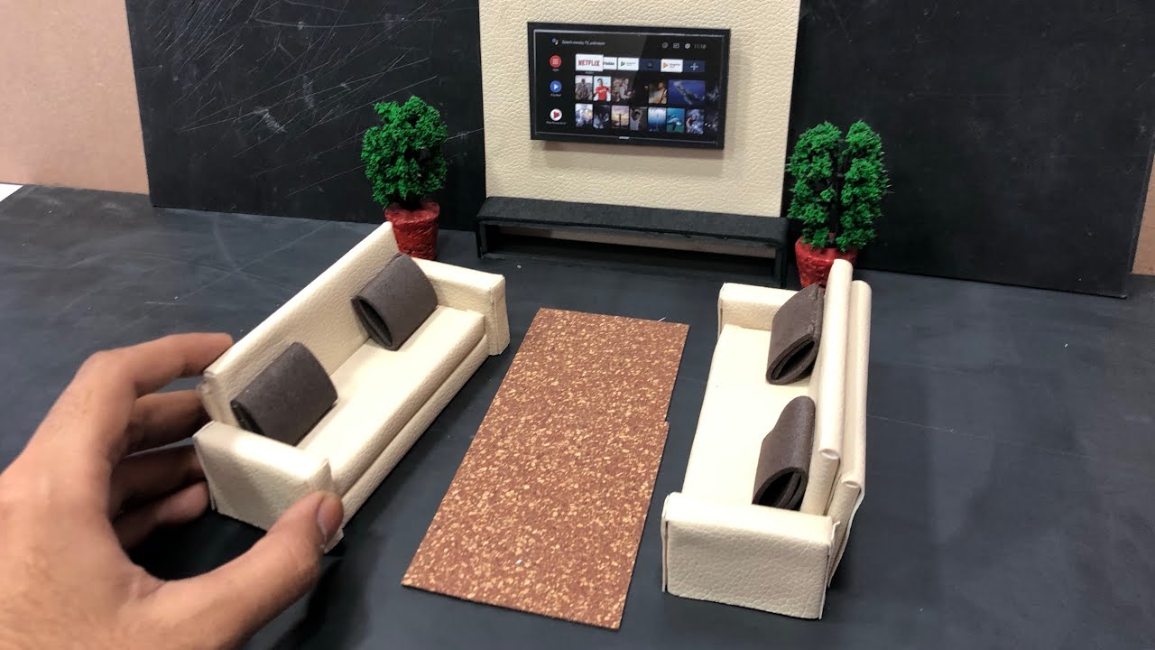 Making Mini Modern Leather Sofa | Miniature Furniture Set | Model House ...