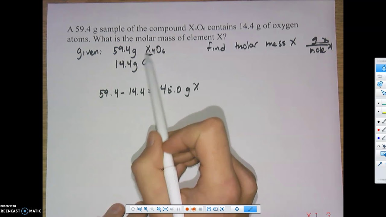 Sapling Chemistry: Find molar mass with total mass of sample, mass of ...