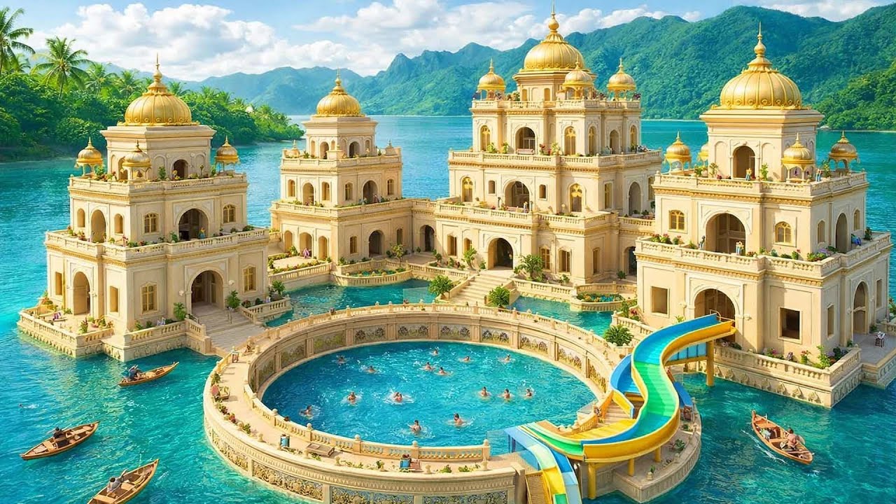 220 Days to Build a Modern Water Park Palace on an Infinity Lake Using ...