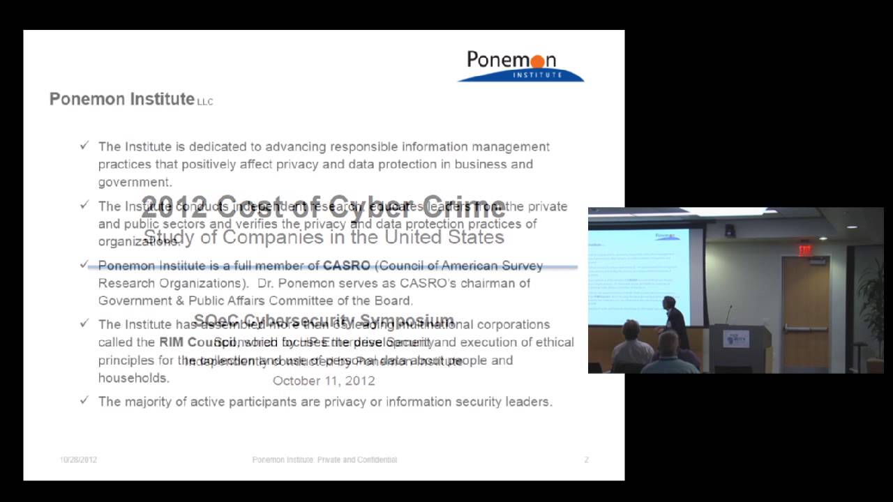Dr. Larry Ponemon Addresses the Toll of Cybercrime at SOeC's Fall 2012 ...