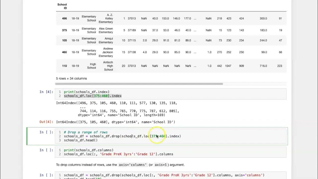 009bd Dropping A Range Of Pandas Dataframe Columns Or Rows Youtube