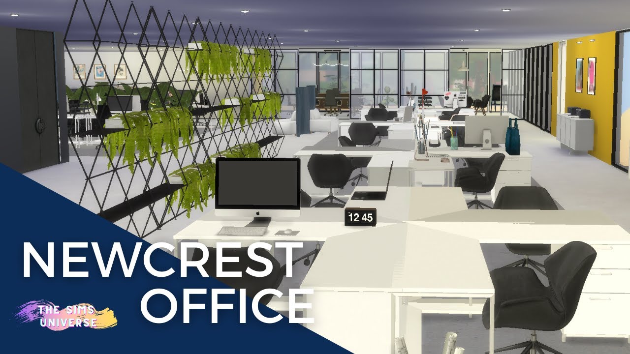 NEWCREST OFFICE CENTER | COWORKING | +DD | The Sims 4 Speed Build - YouTube