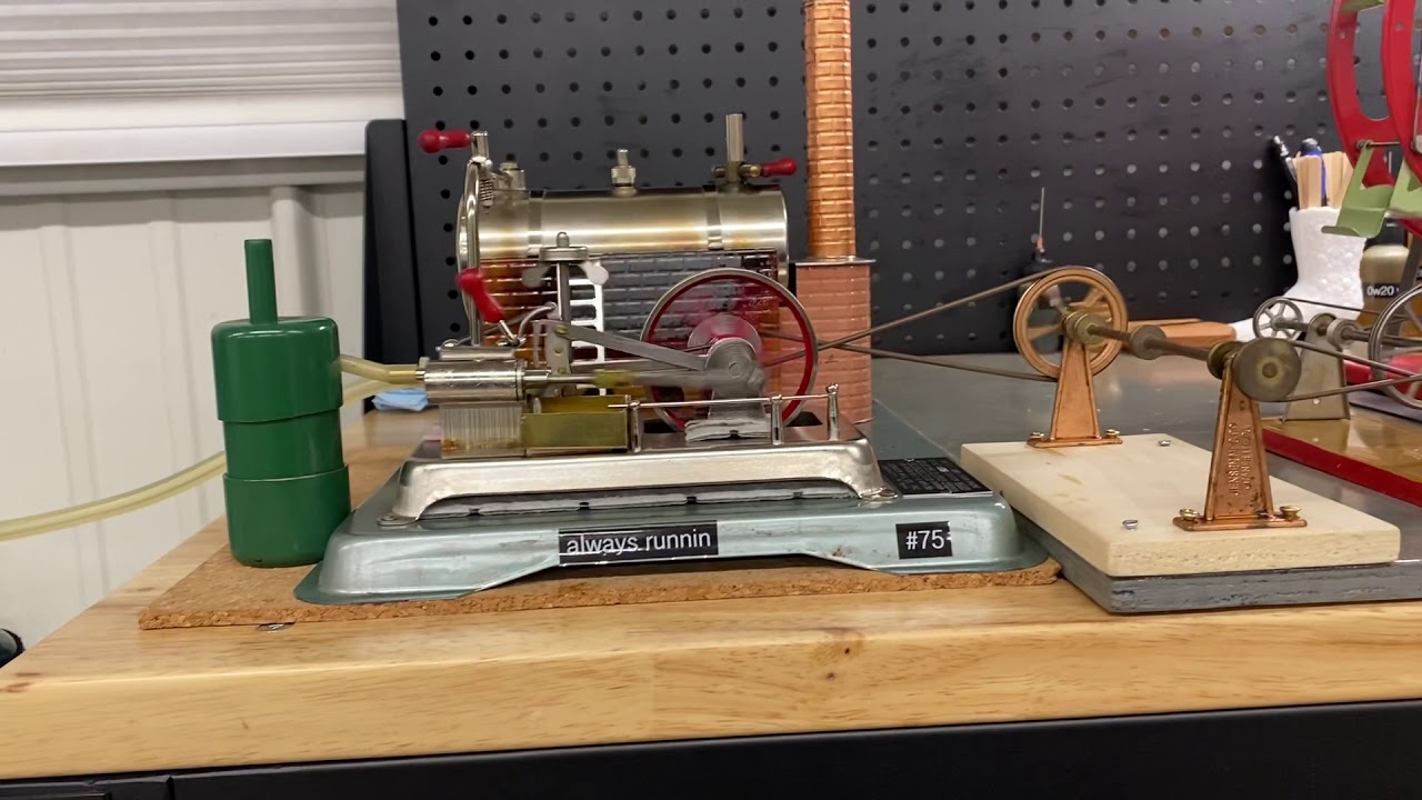 Old toy line shafts turned by steam engine - YouTube