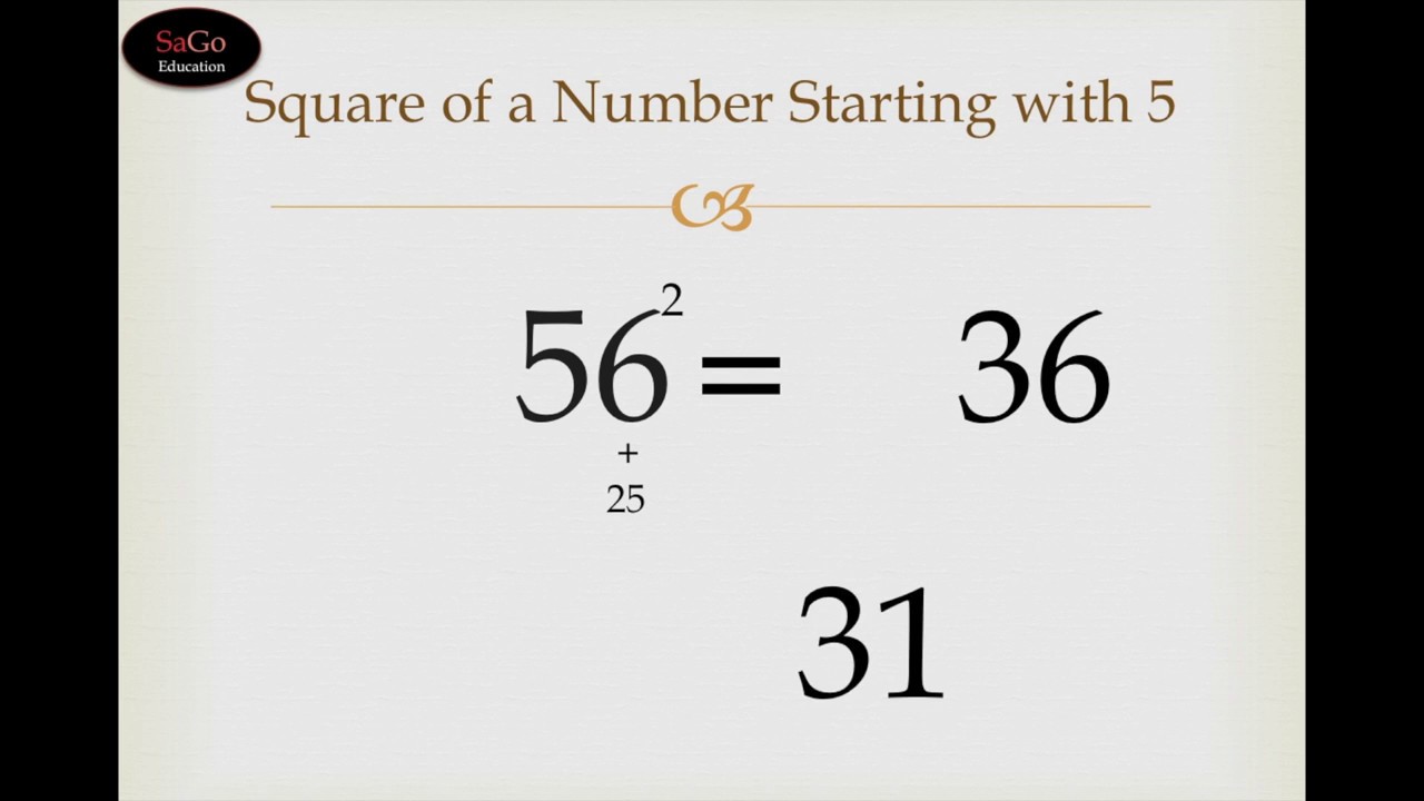 Square Of A Number Starting With 5 Vedic Maths Tricks For Fast Square Of A Number Starting With 5 Vedic Maths Tricks For Fast