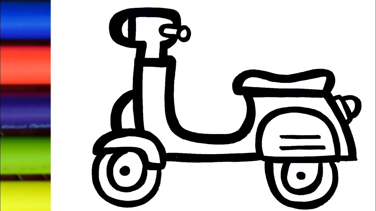 HOW TO DRAW SCOOTER DRAWING | Easy Scooter Drawing | Simple Scooter ...