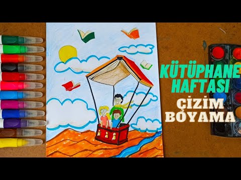 Kütüphane Haftası Resmi Çizim ve Boyama.