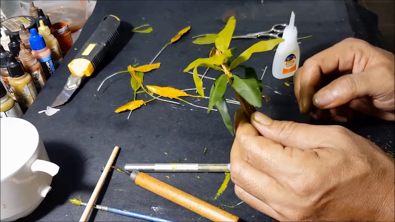 Tutorial realistic banana tree miniature 1/35 - YouTube