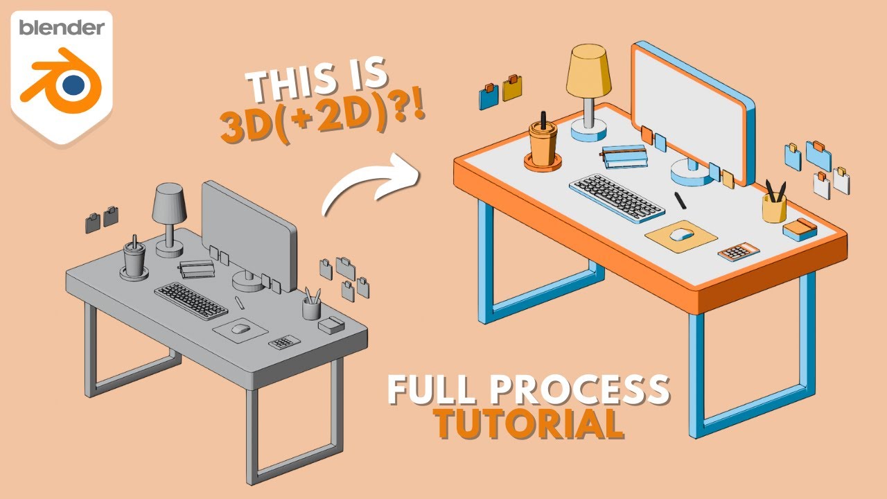 Create Workspace 3D Illustration in Blender 🖥️ | Grease Pencil & Toon ...
