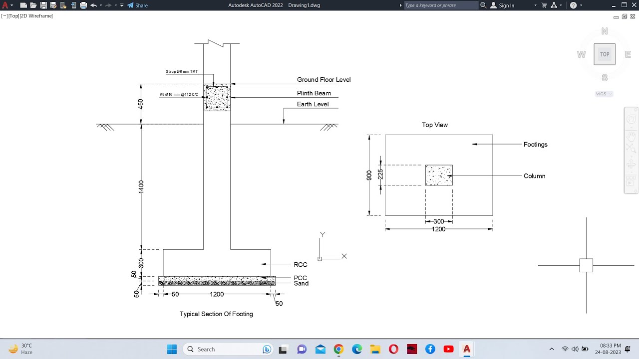 |AutoCAD Tutorial: Designing Typical Footing Sections | CAD Coach Aman ...