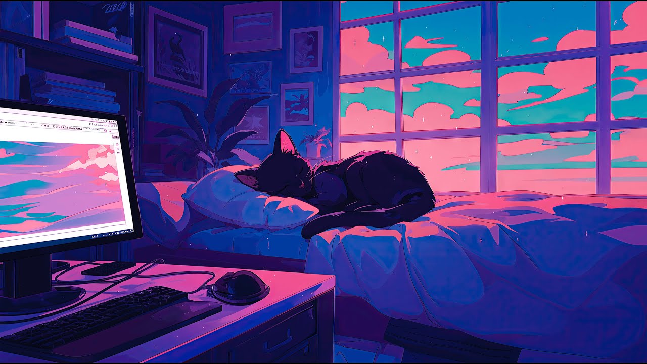 Lofi Black Cat - Sleeping with my cat - Chill vibes - Beats to relax ...
