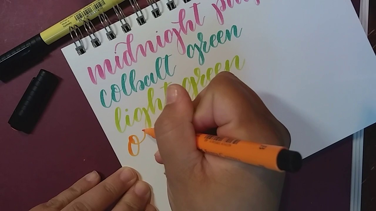 Faber-Castell Brush Pen Lettering Swatch - YouTube