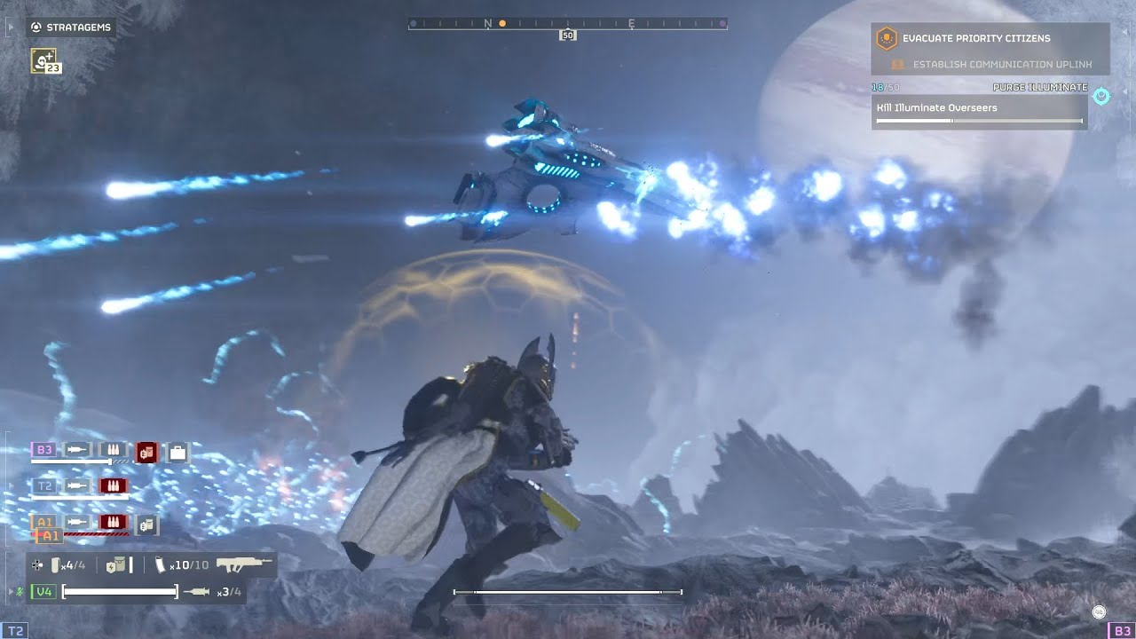 Helldivers 2 - Shooting down an Illuminate Stingray - YouTube