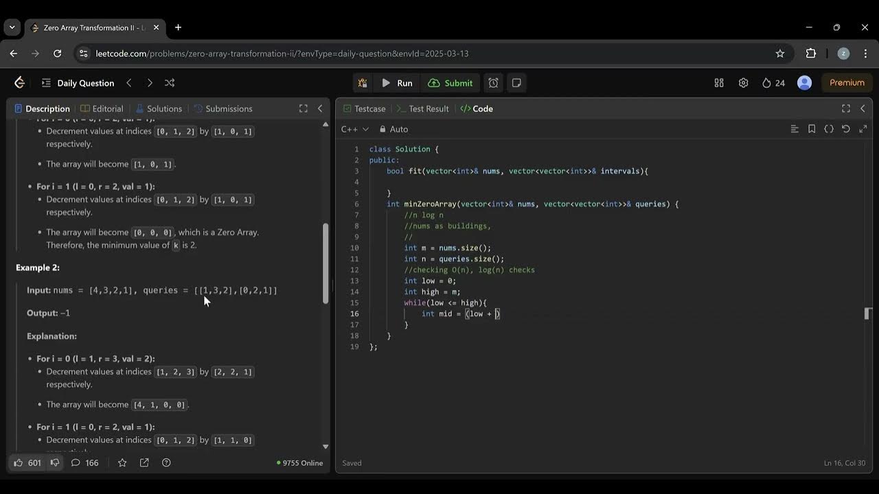 Zero Array Transformation II - LeetCoding while drunk - YouTube