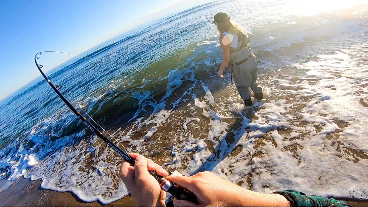 EPIC BEACH FISHING ACTION on JIGS in the Surf - Grilled Redfish Recipe ...