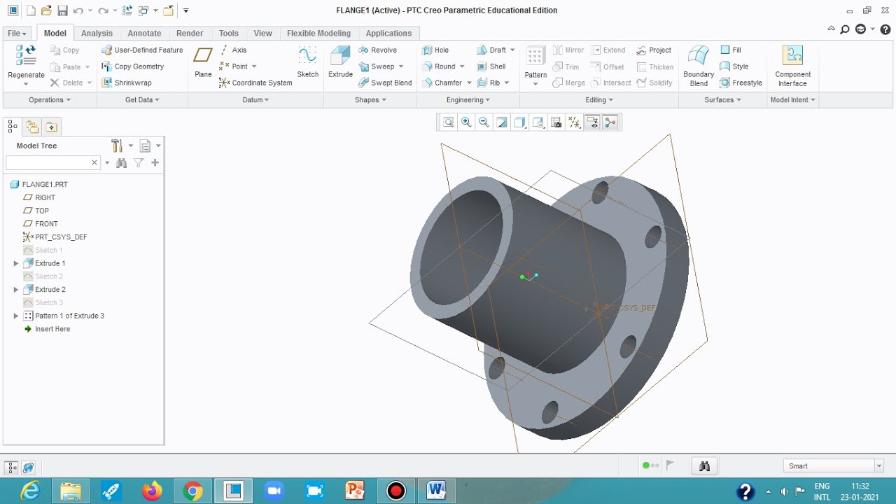 Flange Coupling parts, Assembly, Drawing and BOM in Creo3.0- part-1 ...
