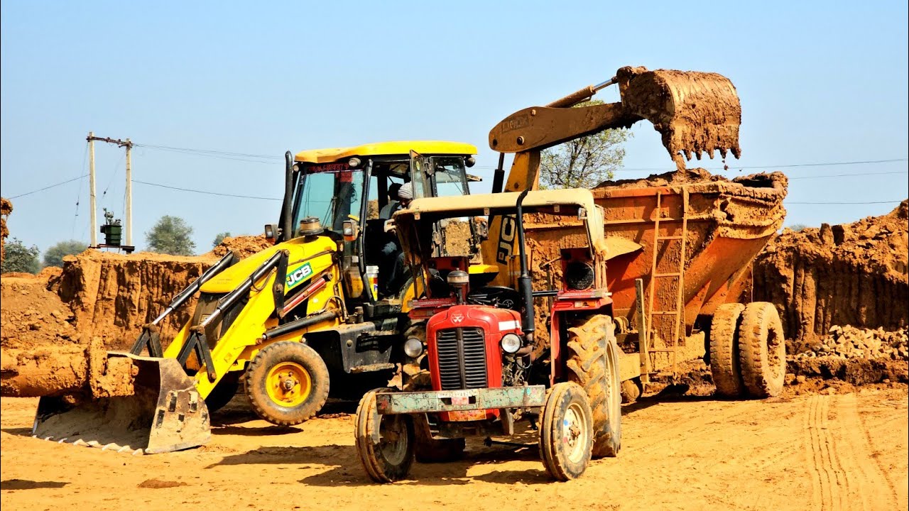 JCB 3Dx Xpert Backhoe Loader Mud in Bricks Soling Machine Attached ...