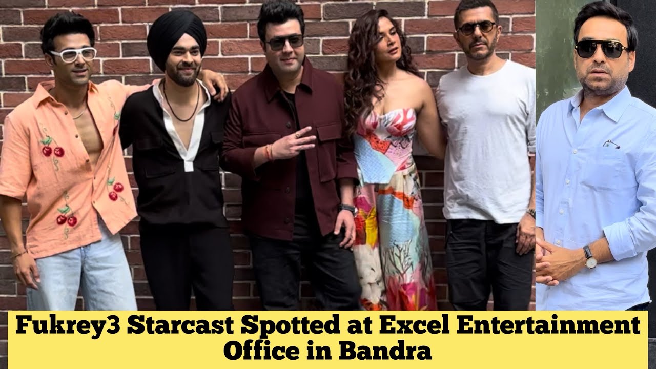 The cast of "Fukrey 3" Pulkit Samrat,Richa Chadha,Ritesh Sidhwani,Varun ...