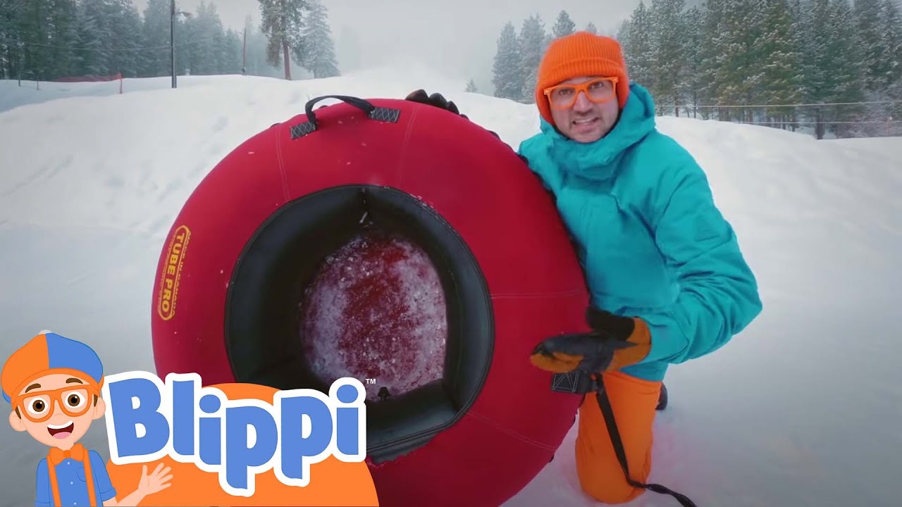 Winter Tubing Down Snow with Blippi | Kids Show | Toddler Healthy ...