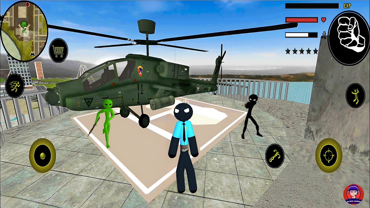 Police Stickman Rope Hero #1 - Stealing Helicopter - Android Gameplay ...