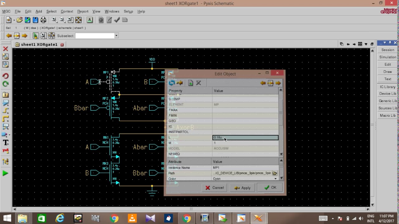 XOR Gate using mentor graphics - YouTube