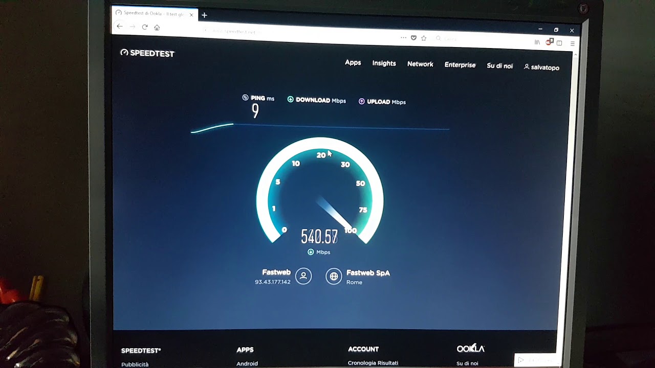 Primo speedtest Fastweb fibra Gpon - YouTube