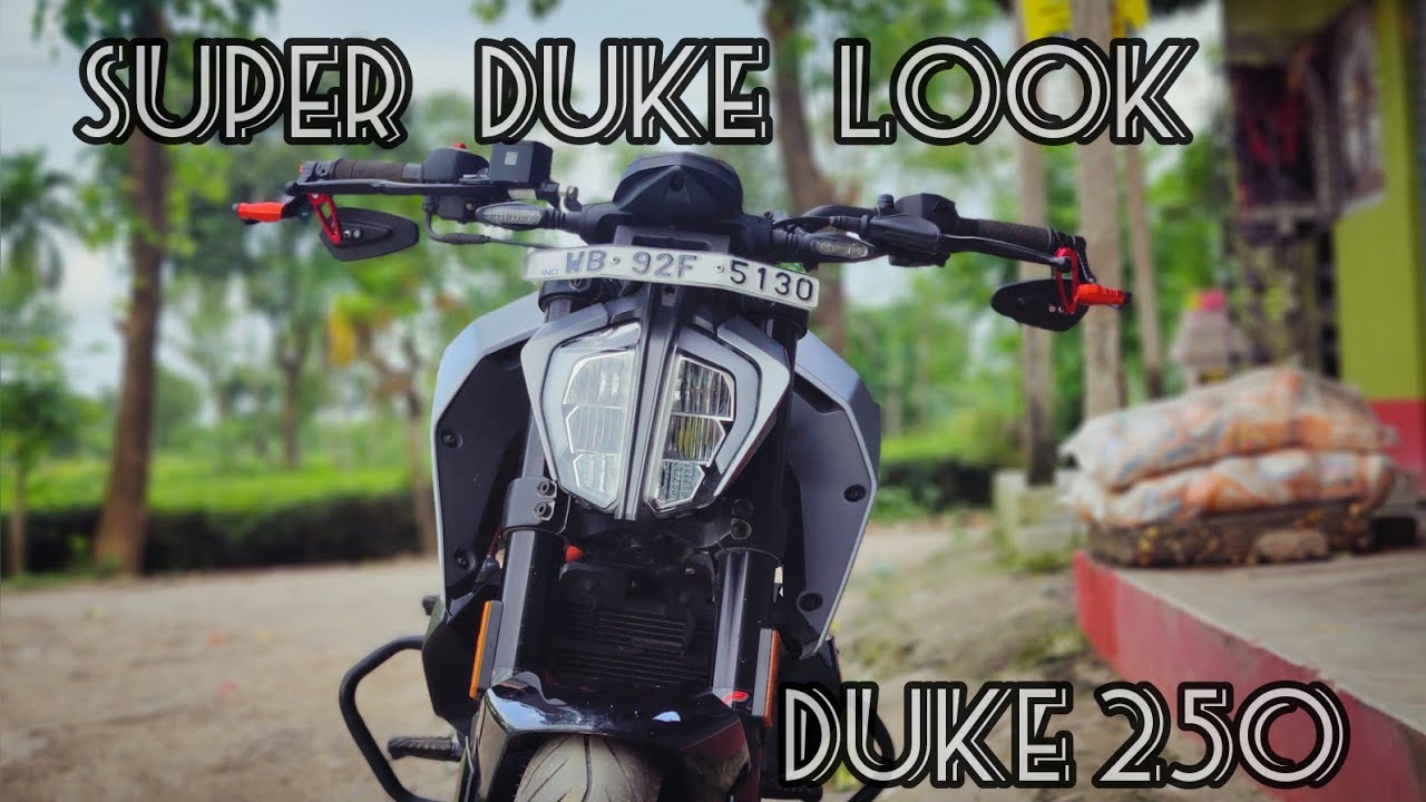 super Duke looks on my Duke 250 || end bar mirror & liver guard install ...