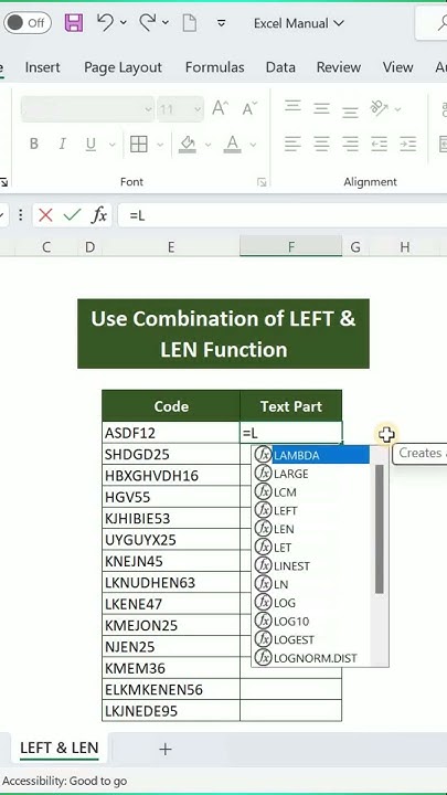How to Use Combination of LEFT and LEN Function | Excel TEXT Functions ...