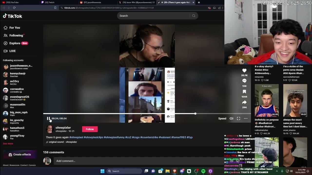 JasonTheWeen Reacts to ohnePixel reacting to his VIRAL Valorant clip - YouTube