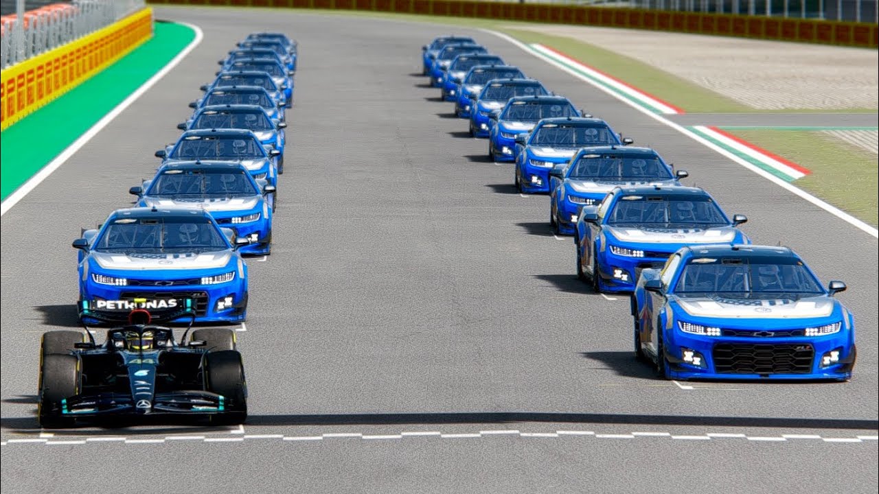 Can Mercedes F1 2023 overtake 20 Nascar Camaro G56 in 2 Laps at Imola ...