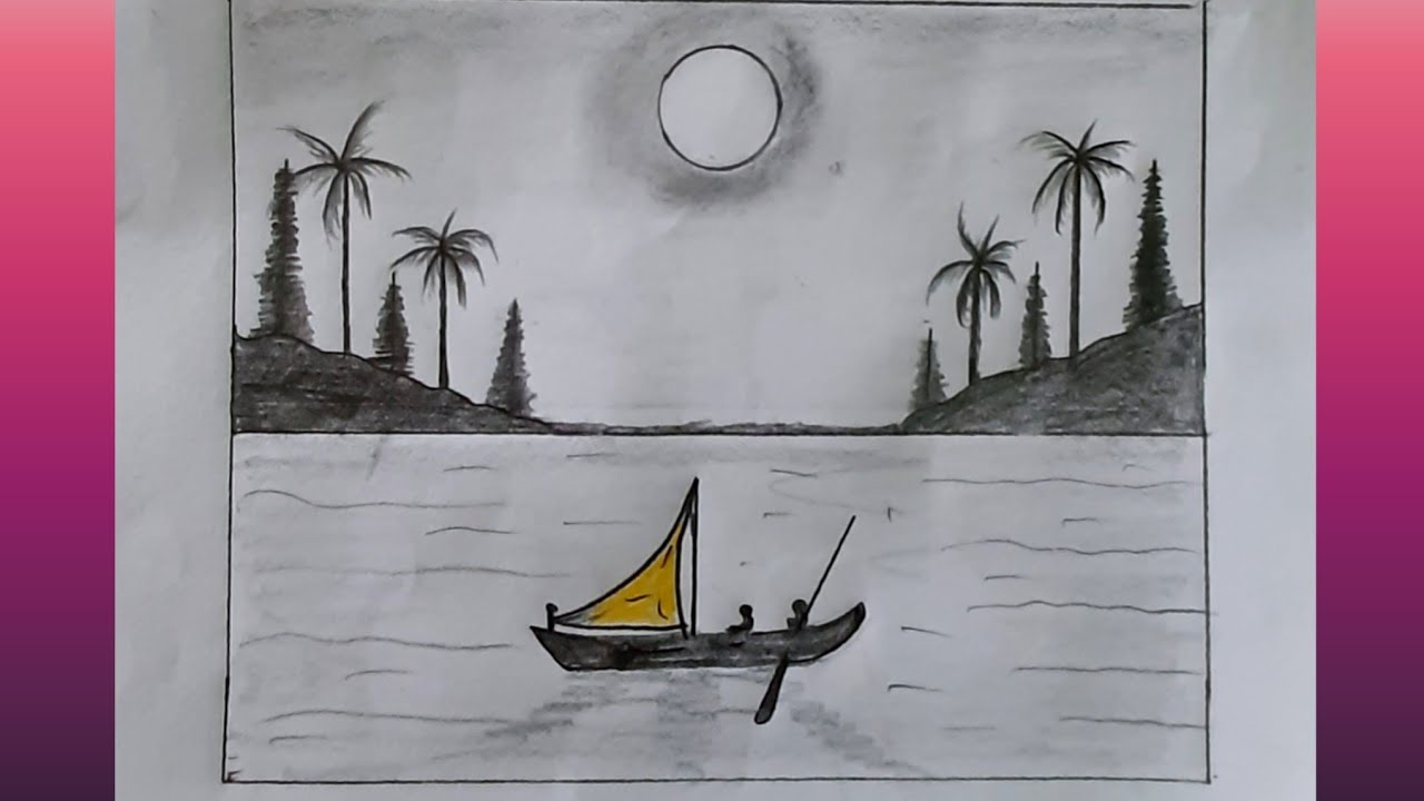 How to draw natural distant scenes ||দূরের প্রাকৃতিক সুন্দর দৃশ্য|| how ...