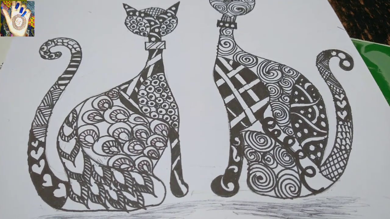 Zentangle cat art design | mandala cat art | #Zentangle drawing - YouTube