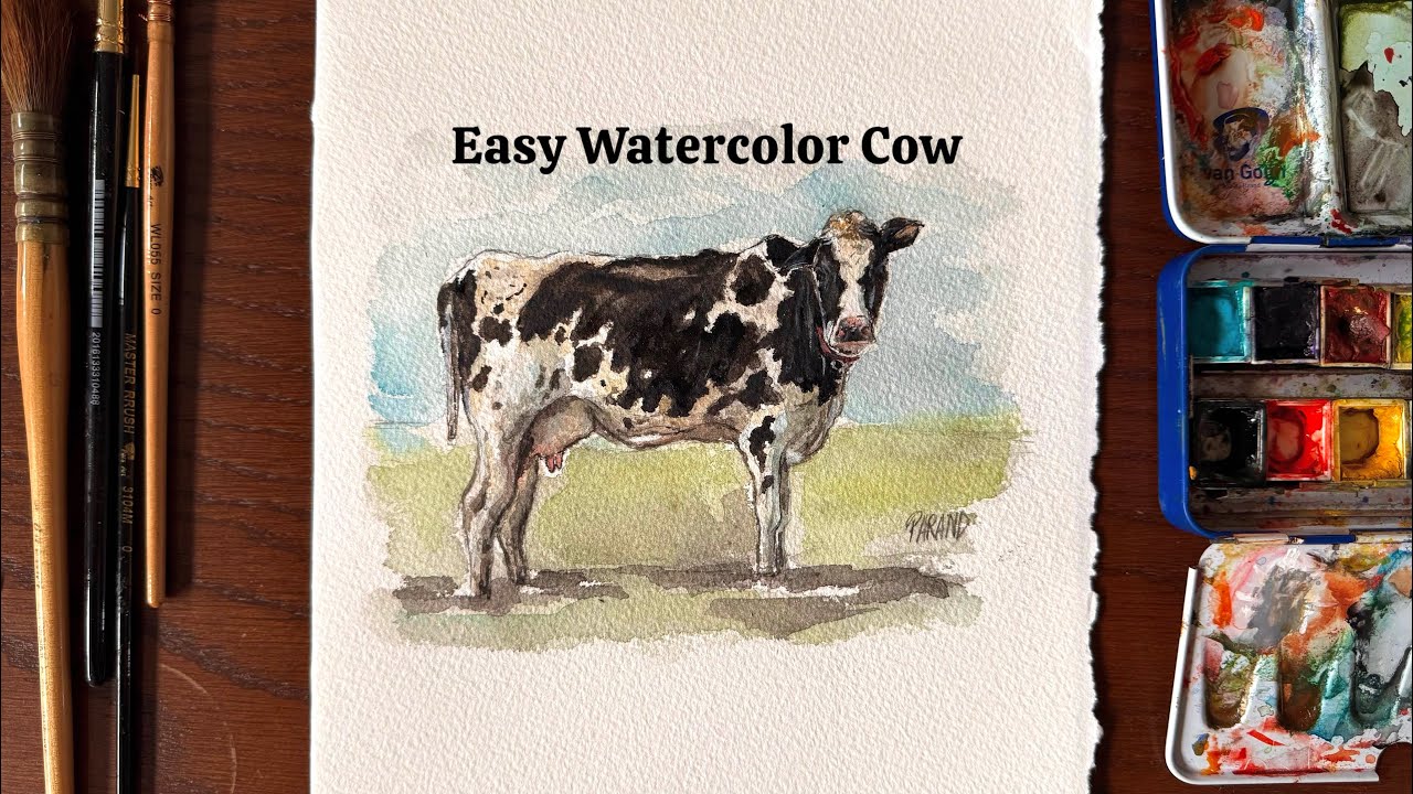You Won’t Believe This Watercolor Cow is So Easy to Paint🐄🎨 - YouTube