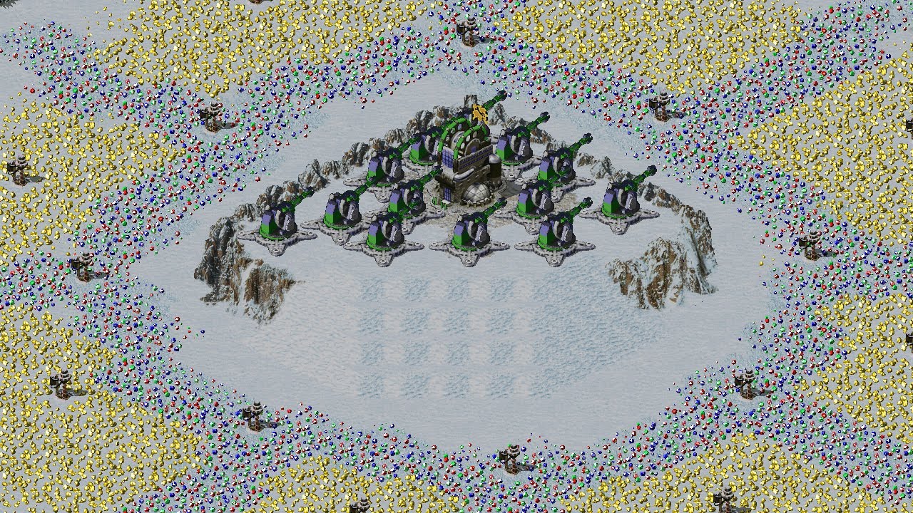 Red Alert 2 | Extra hard AI | 7 vs 1 | Frozen Sun Map | France vs 7 ...