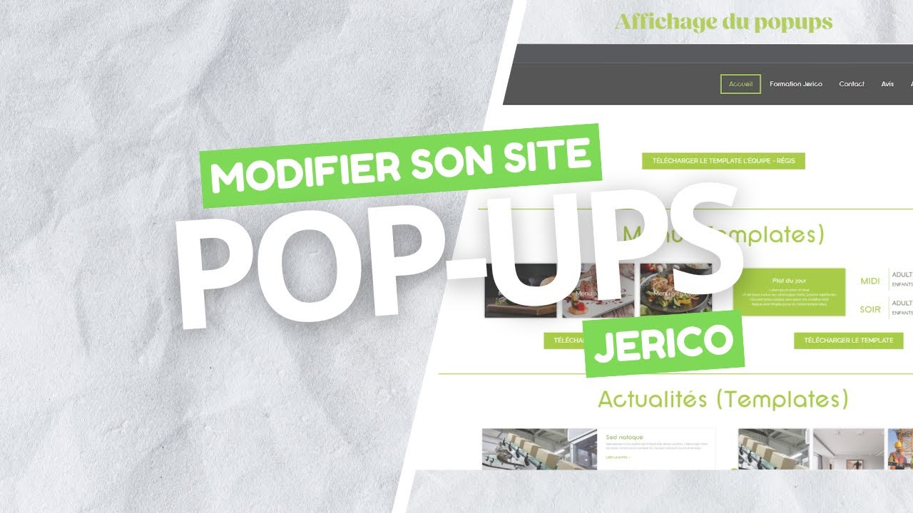 TUTO JERICO - Pop-ups - Modifier son site - YouTube