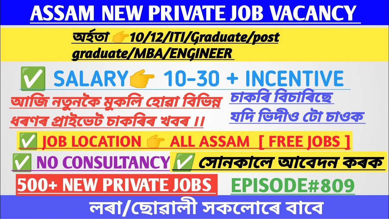 Assam Private Jobs 2024 | Private Job in Assam | Assam job news Today ...
